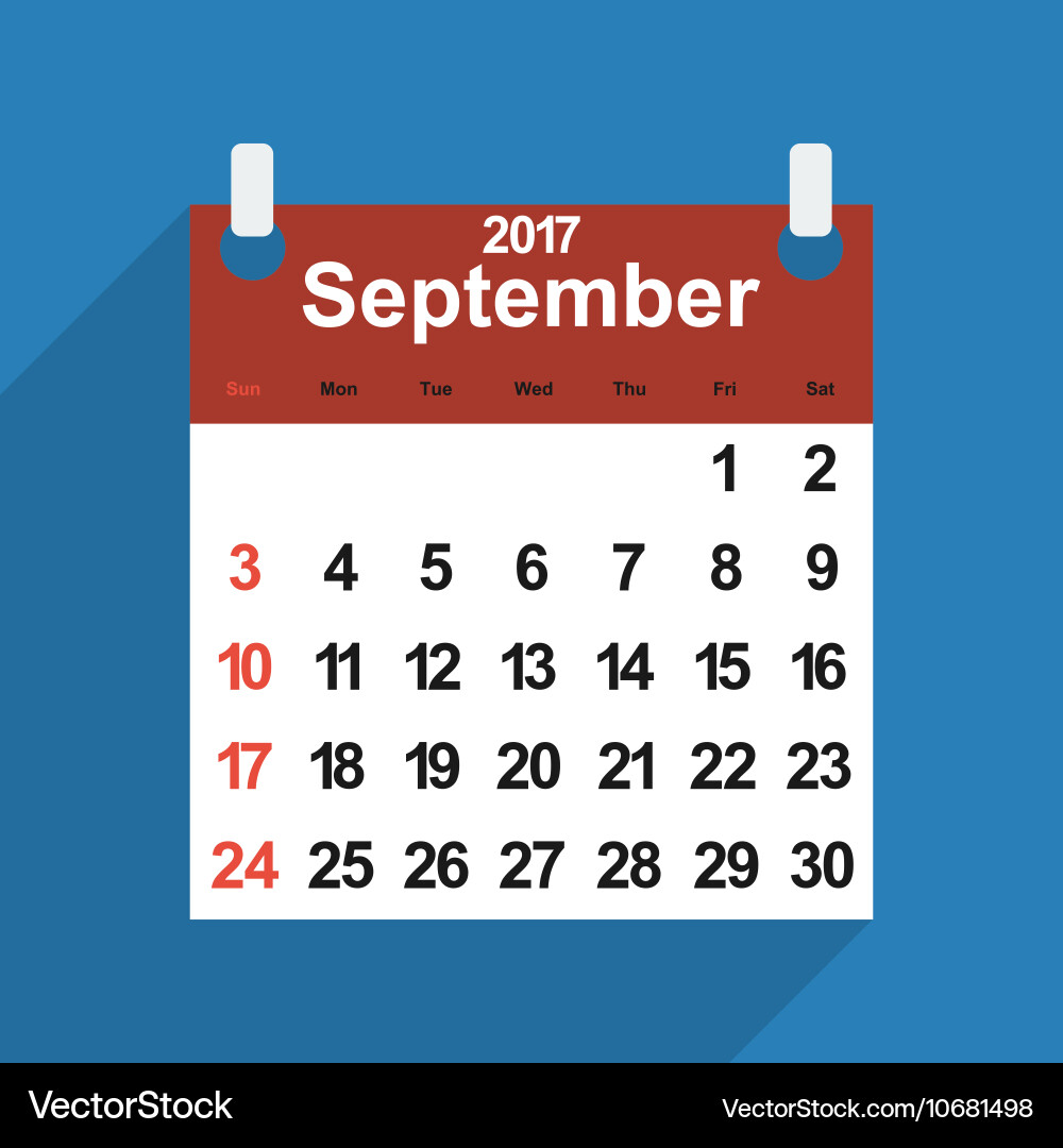 Leaf calendar 2017 of september days Royalty Free Vector