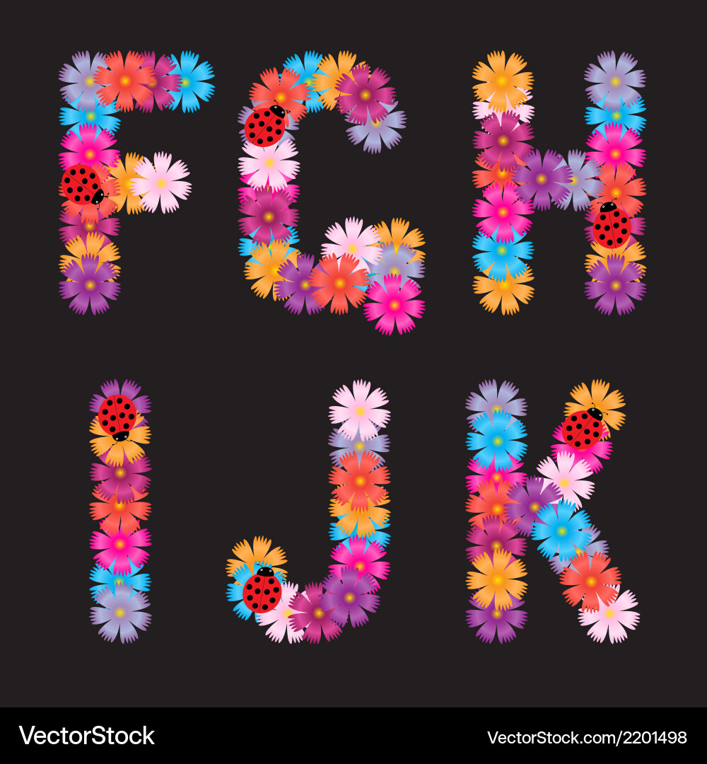 Letters of flowers Royalty Free Vector Image - VectorStock