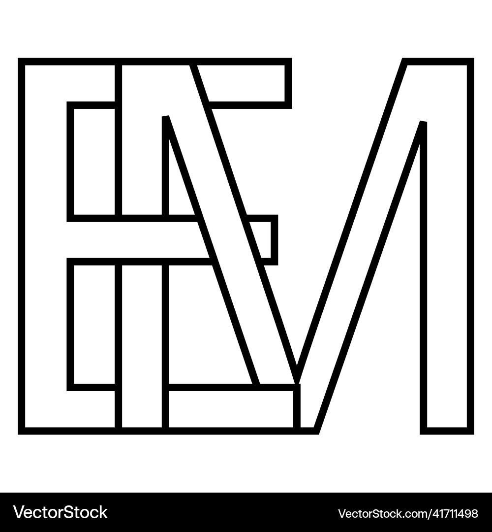Logo sign em me icon nft em interlaced letters e Vector Image