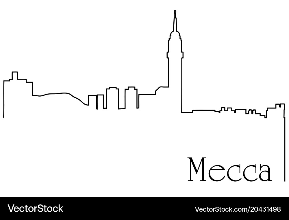 Mecca city one line drawing Royalty Free Vector Image