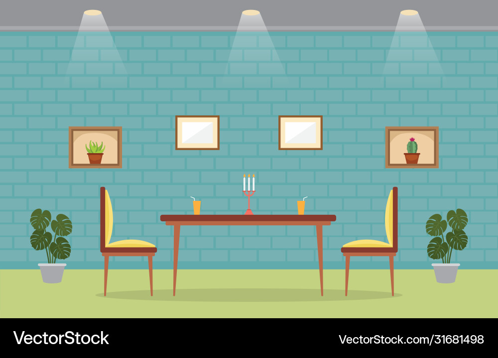 Modern empty cafe restaurant interior furniture Vector Image