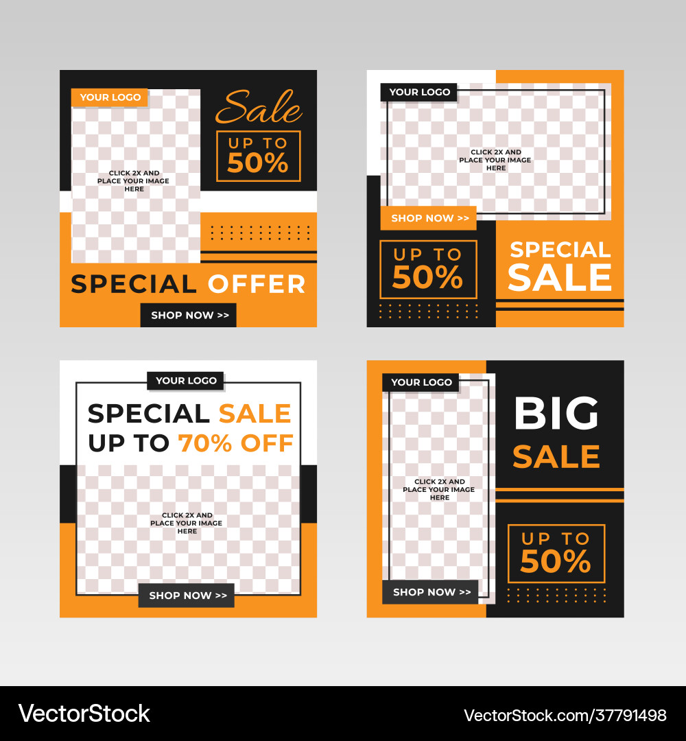 Set square social media post banner templates Vector Image