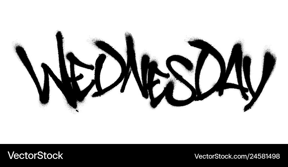 Sprayed wednesday font with overspray in black Vector Image