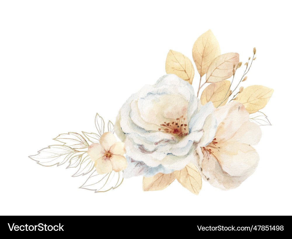 Watercolor botanical wreath with blush Royalty Free Vector