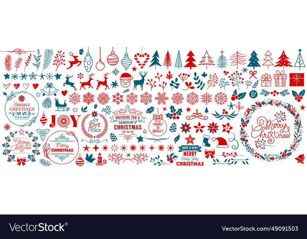 Christmas design elements set Royalty Free Vector Image