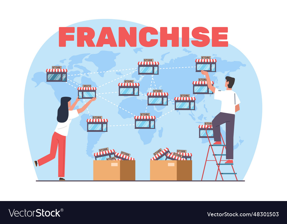 Concept of franchise business man and woman Vector Image