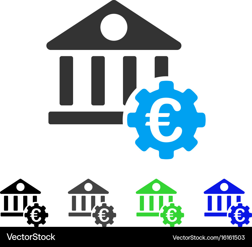 Euro bank building options flat icon Royalty Free Vector