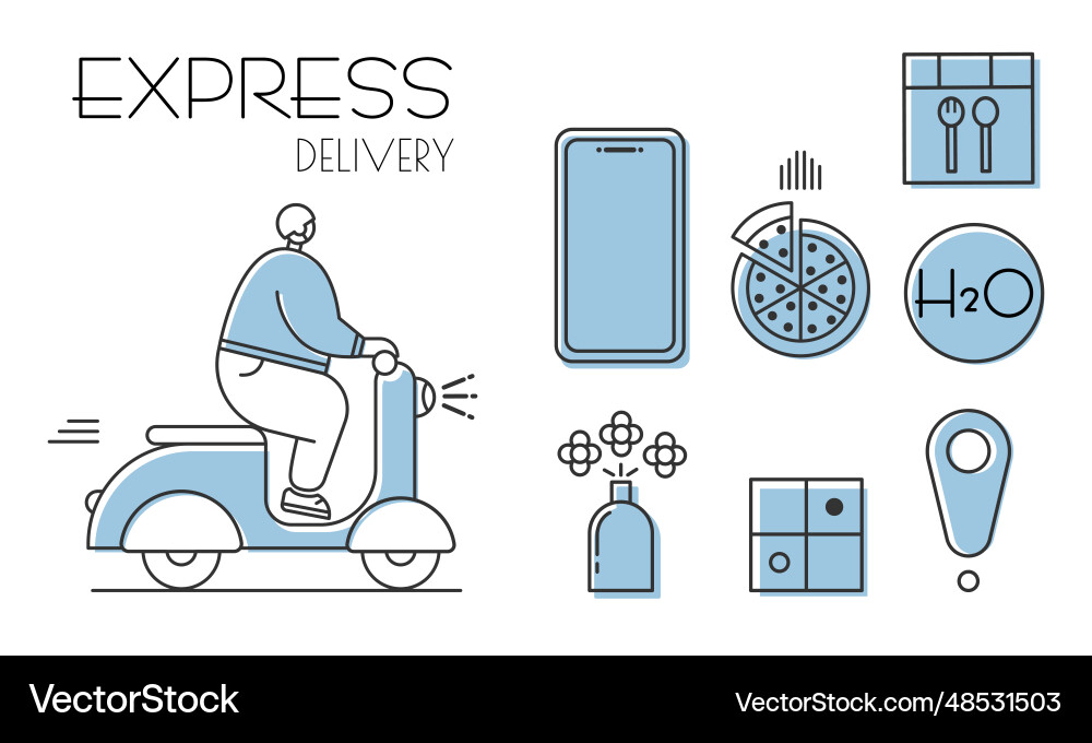 Express delivery ride motorcycle icon symbol set Vector Image