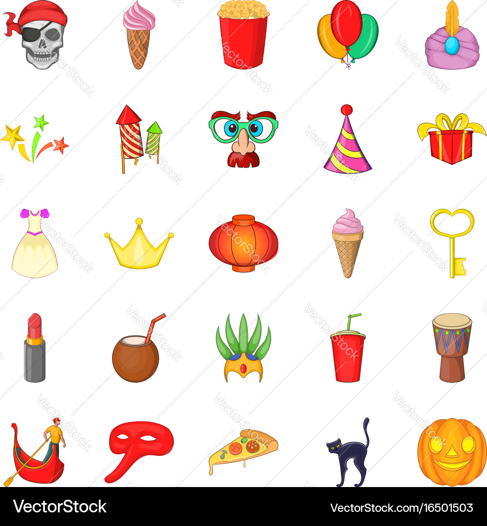 Feast icons set cartoon style Royalty Free Vector Image