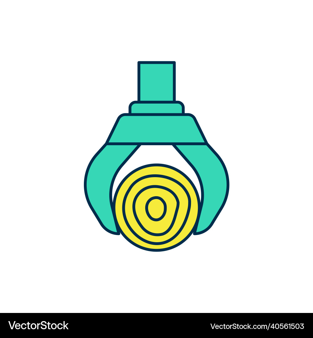 Filled outline grapple crane grabbed a log icon Vector Image