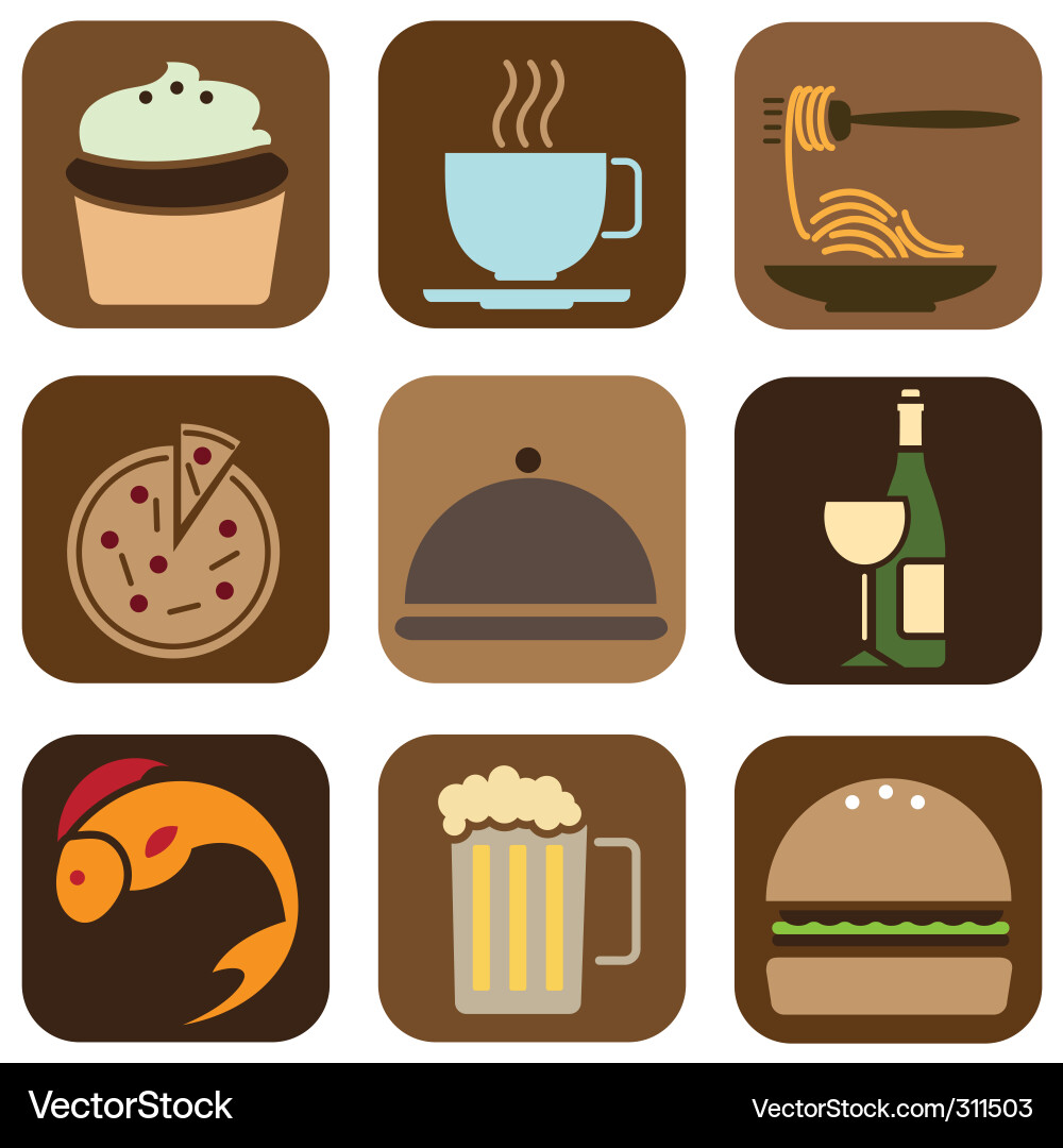 Food icons Royalty Free Vector Image - VectorStock