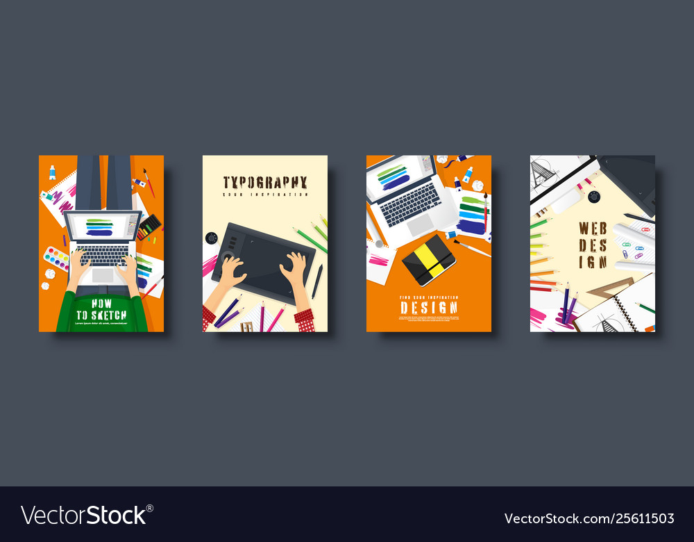 Graphic and web design flat style covers set Vector Image