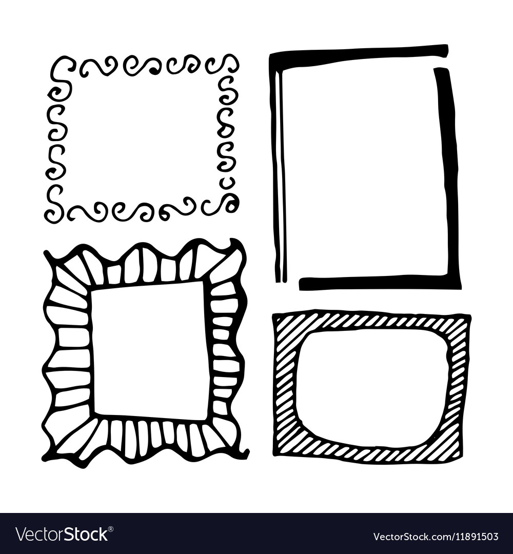 Hand drawn rectangle frames set Royalty Free Vector Image