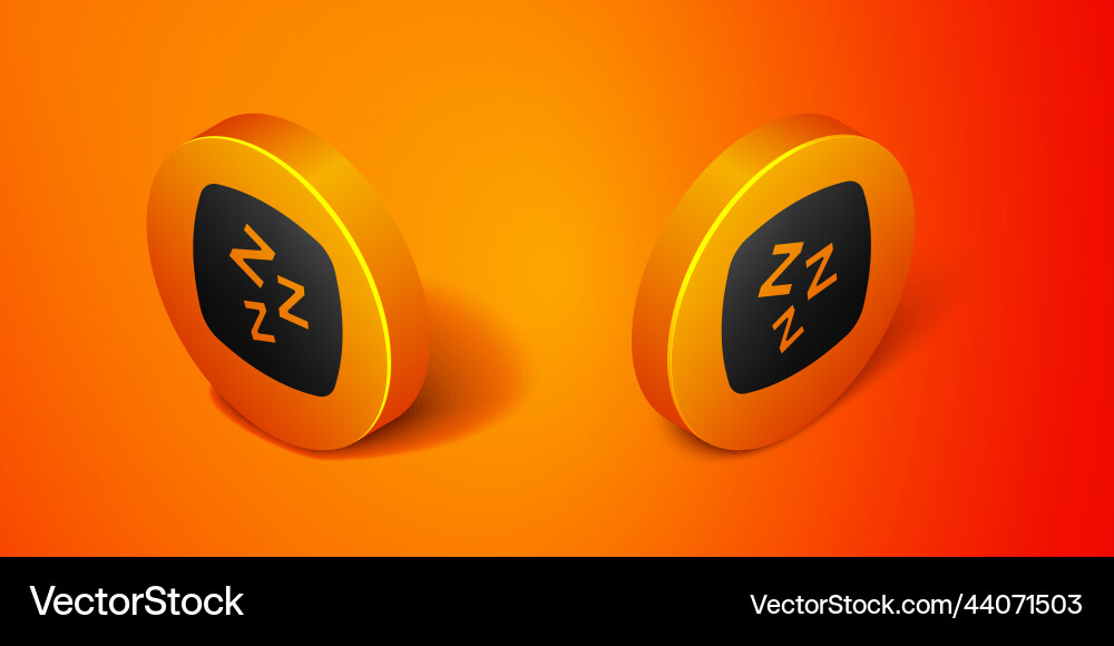Isometric sleepy icon isolated on orange Vector Image
