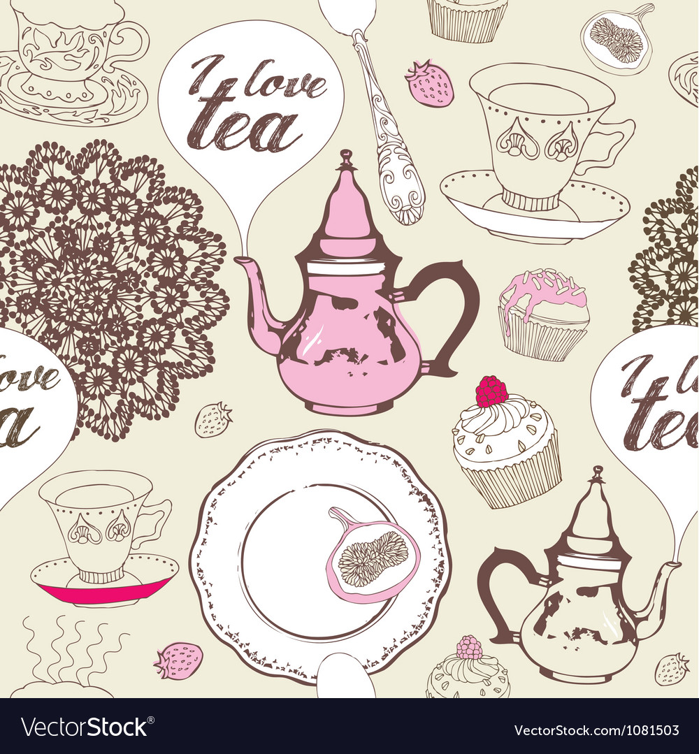 Love tea pattern Royalty Free Vector Image - VectorStock