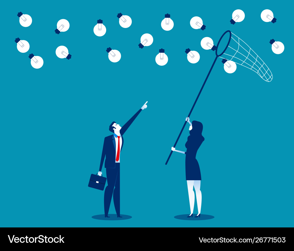 Manager and team catching ideas with a butterfly Vector Image