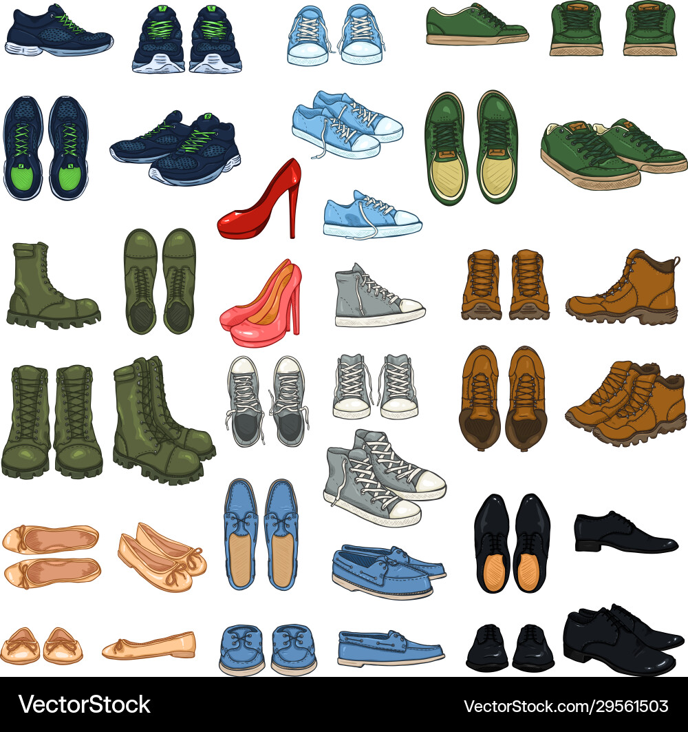 Set 37 - cartoon color shoe items Royalty Free Vector Image