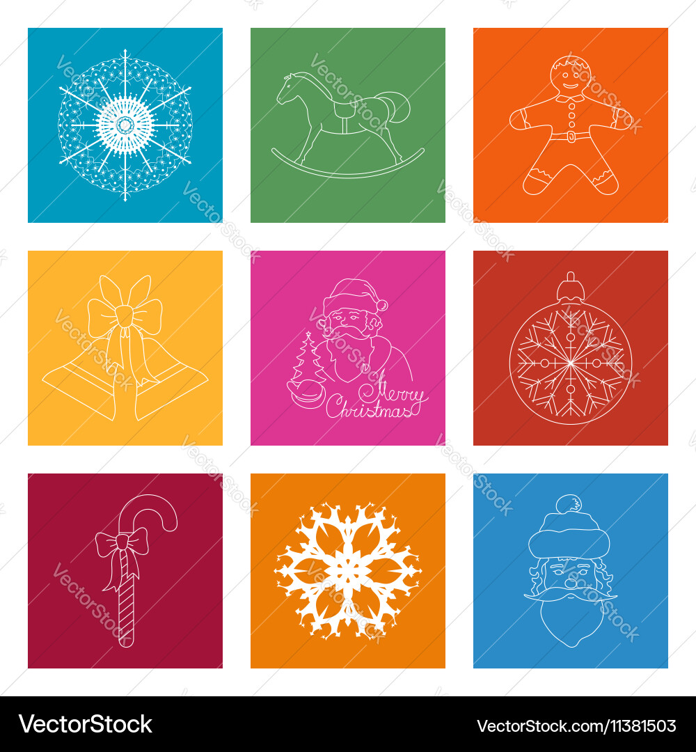 Set of colorful square linear icon Royalty Free Vector Image