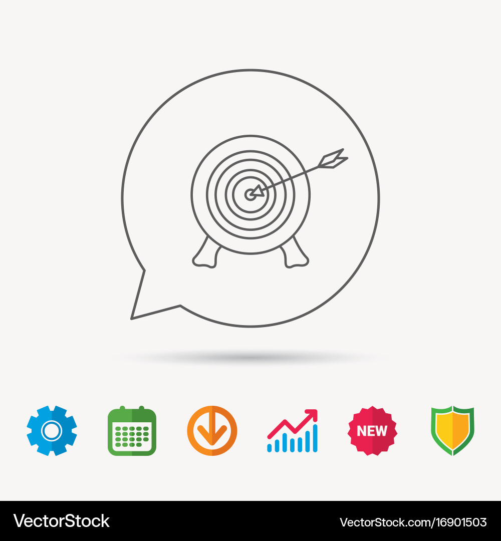 Target with arrow icon archery aiming sign Vector Image