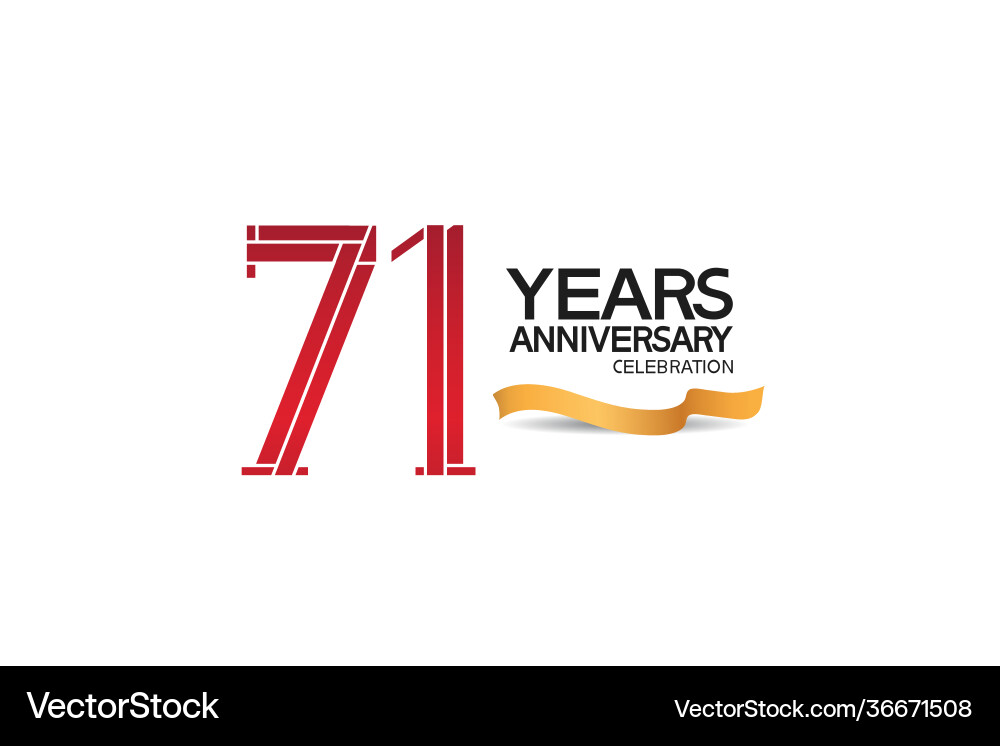 71 years anniversary template with red color Vector Image