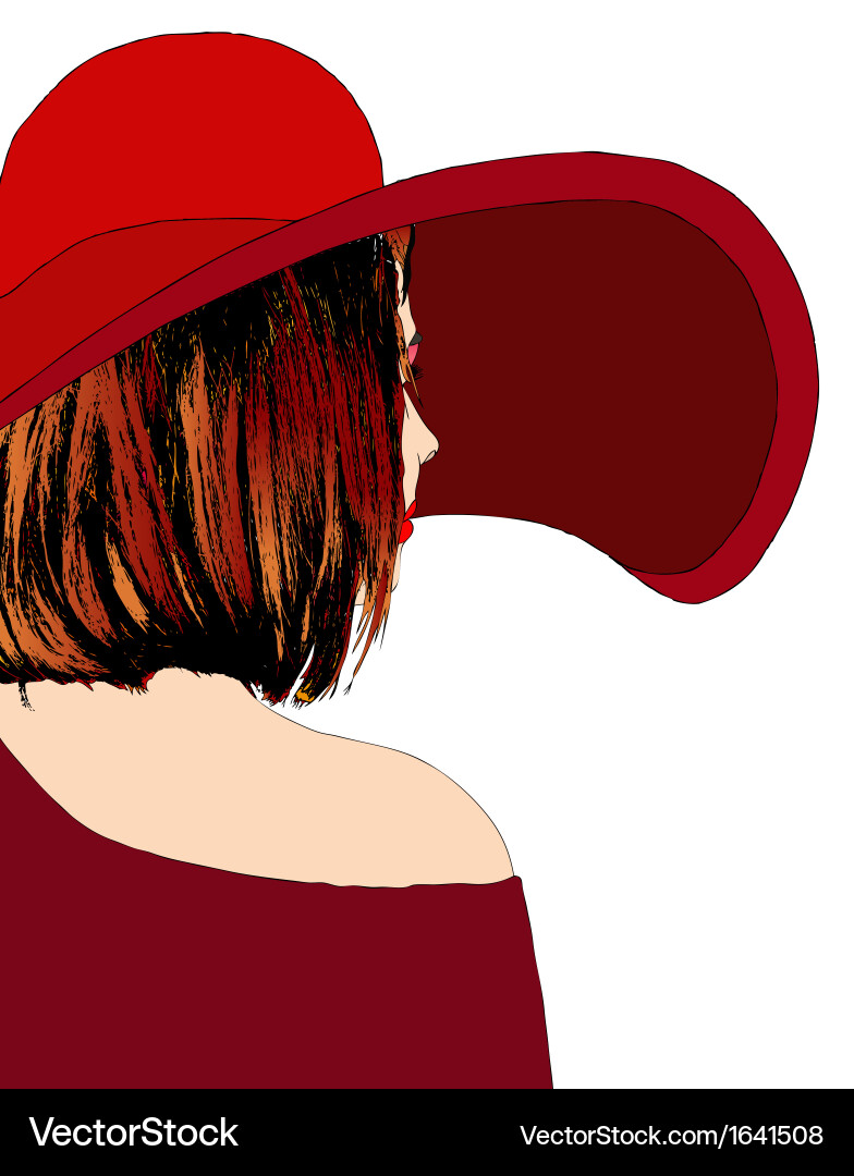 Beautiful girl with red hat Royalty Free Vector Image