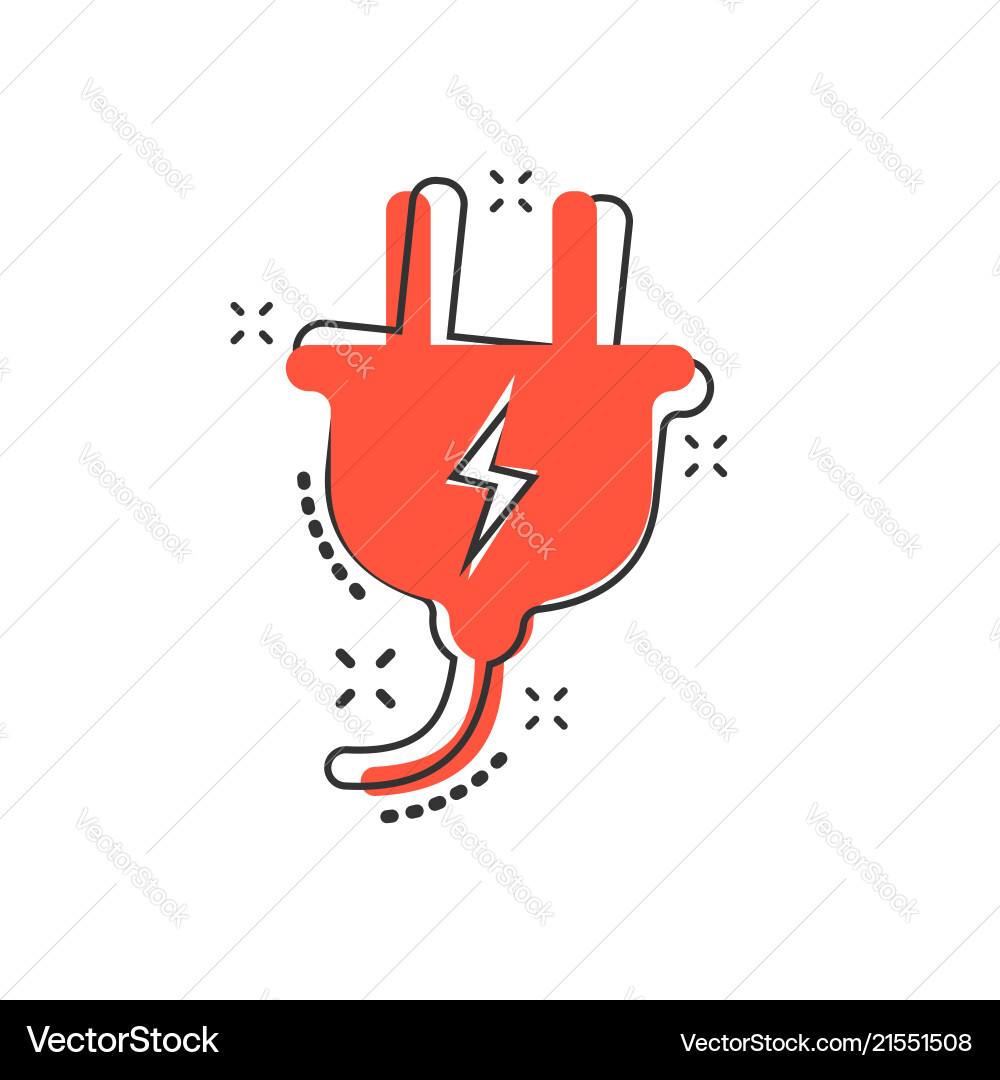 Cartoon electric plug icon in comic style power Vector Image