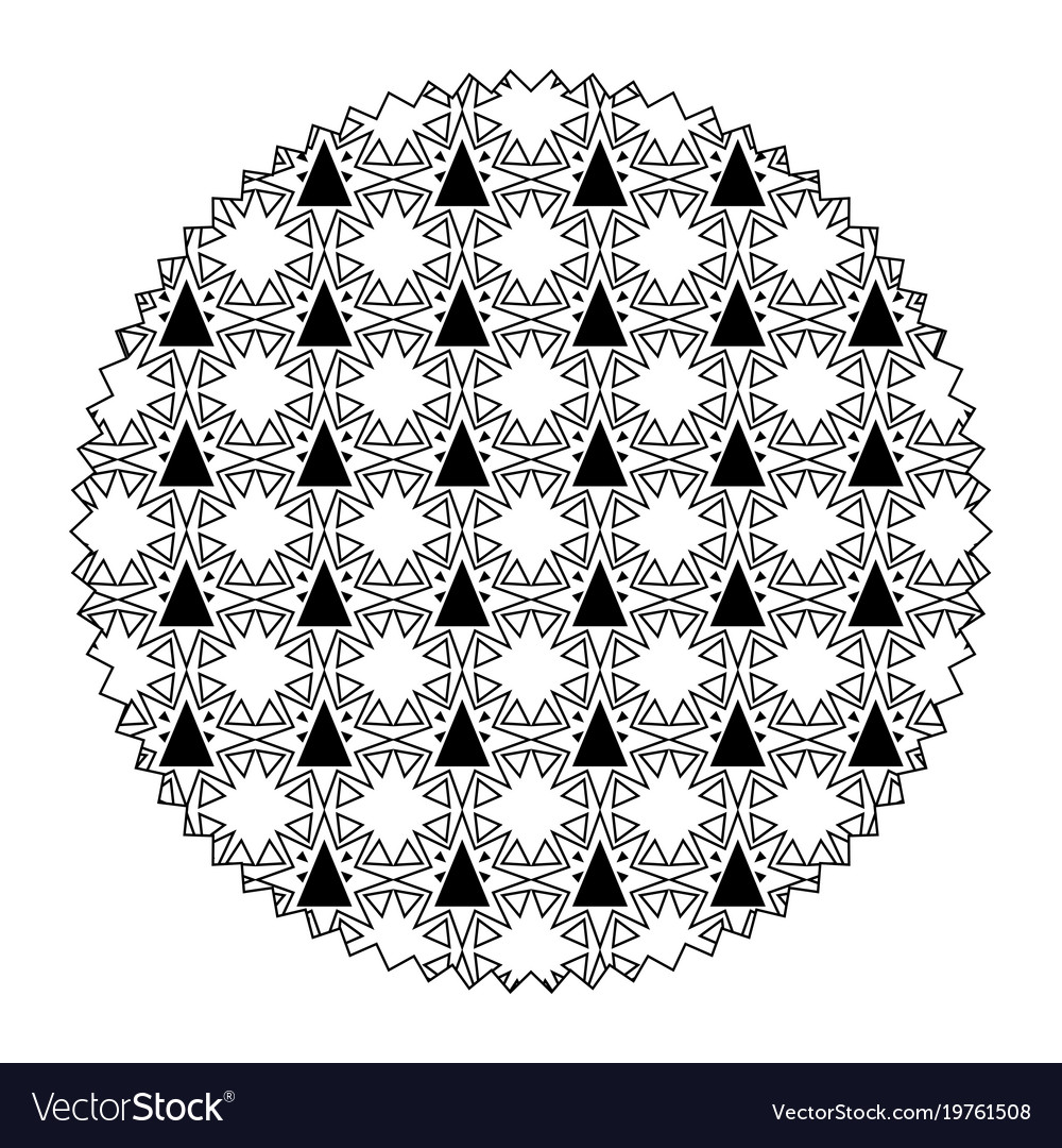 Circle with pattern shapes graphic background Vector Image