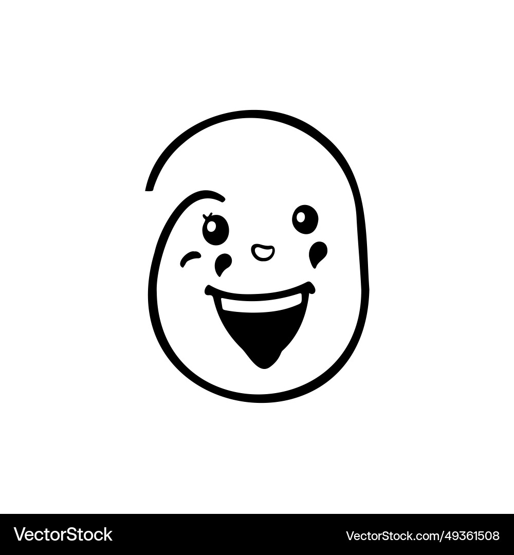 Embarrassing icon hand draw black colour emoji Vector Image