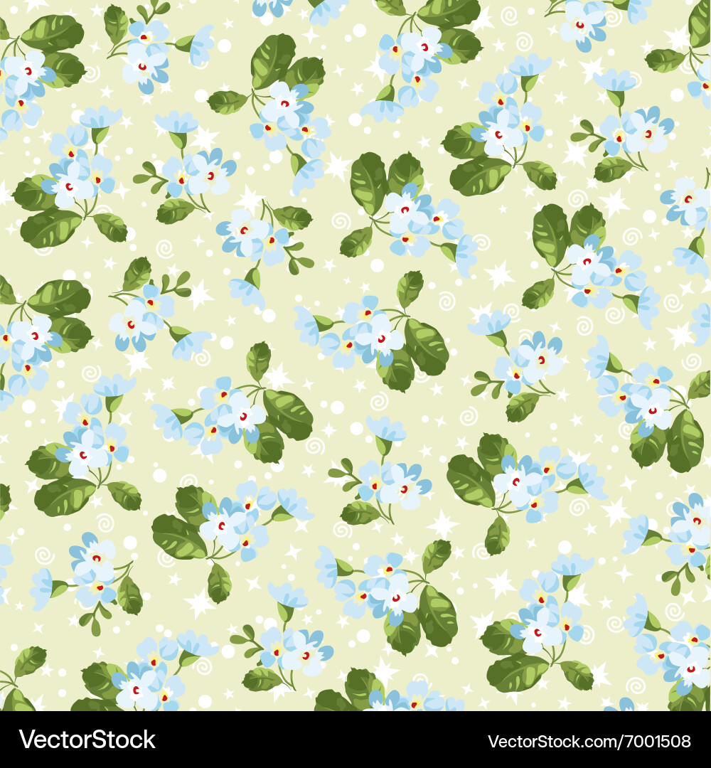 Floral pattern with little blue flowers Royalty Free Vector