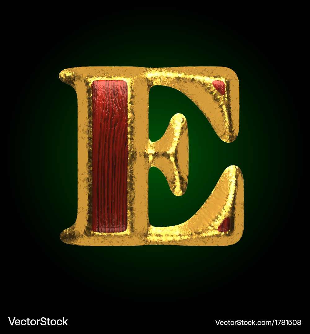 Golden figure with red wood e Royalty Free Vector Image