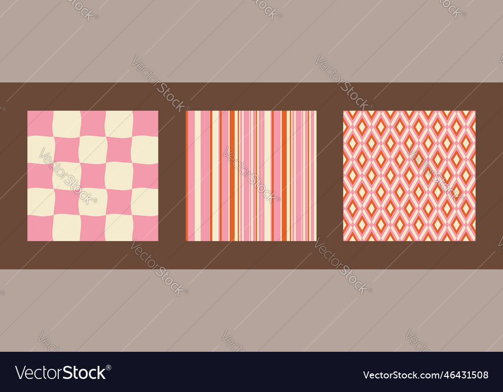 Groovy retro seamless pattern set abstract Vector Image
