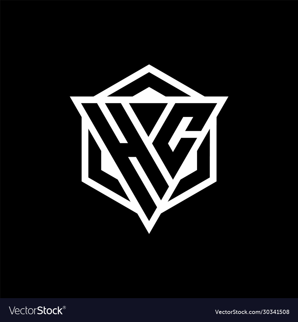 Hc logo monogram with triangle and hexagon shape Vector Image Hc logo monogram with triangle and hexagon shape Vector Image