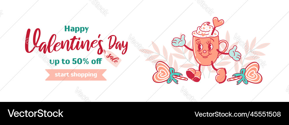 Horizontal banner for valentines day coffee mug Vector Image