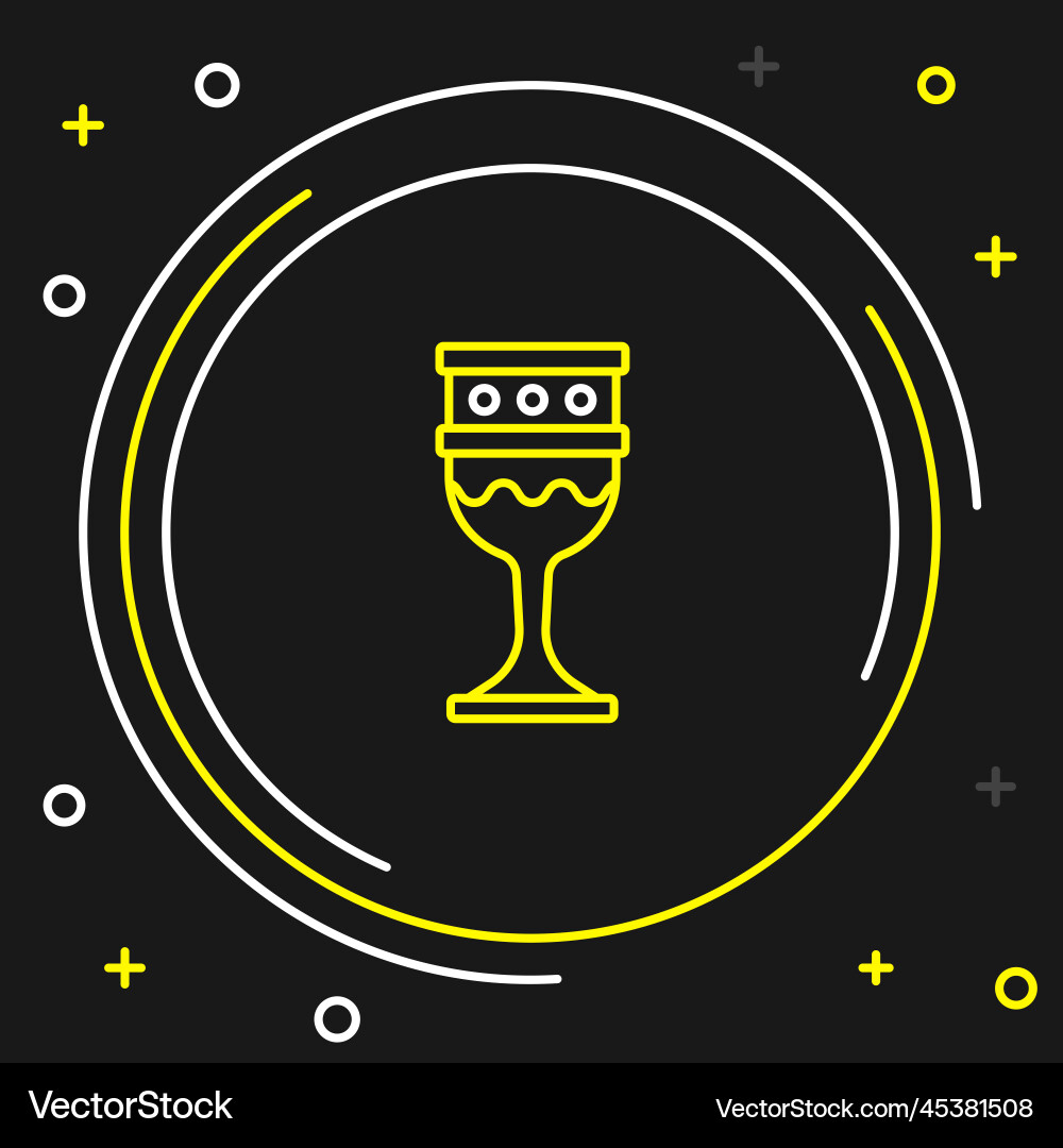 Line medieval goblet icon isolated on black Vector Image