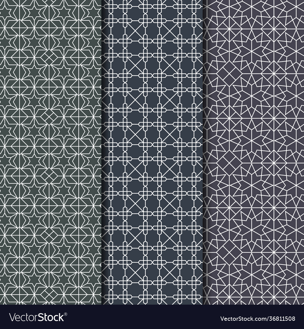 Linear arabic pattern collection Royalty Free Vector Image