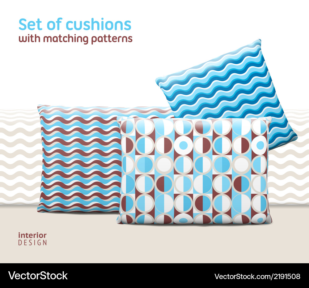 Set cushions and pillows with matching seamless Vector Image