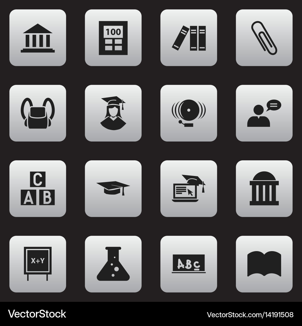 Set of 16 editable university icons includes Vector Image