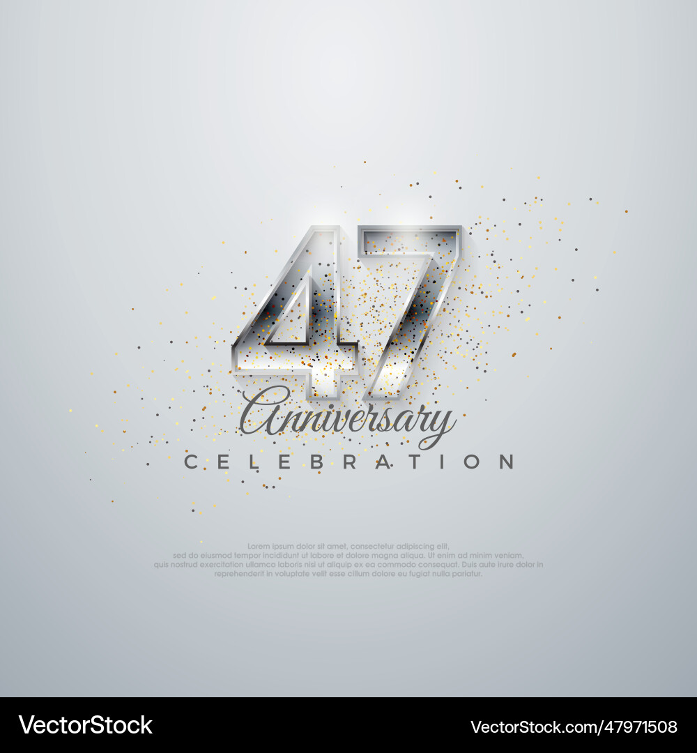 Silver elegant number 47th on a glossy white Vector Image