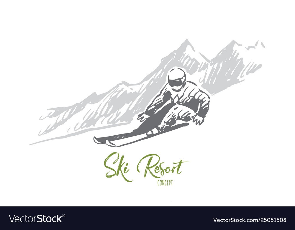 Ski snow winter sport extreme concept Royalty Free Vector