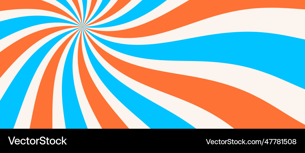 Spinning radial lines background orange blue Vector Image