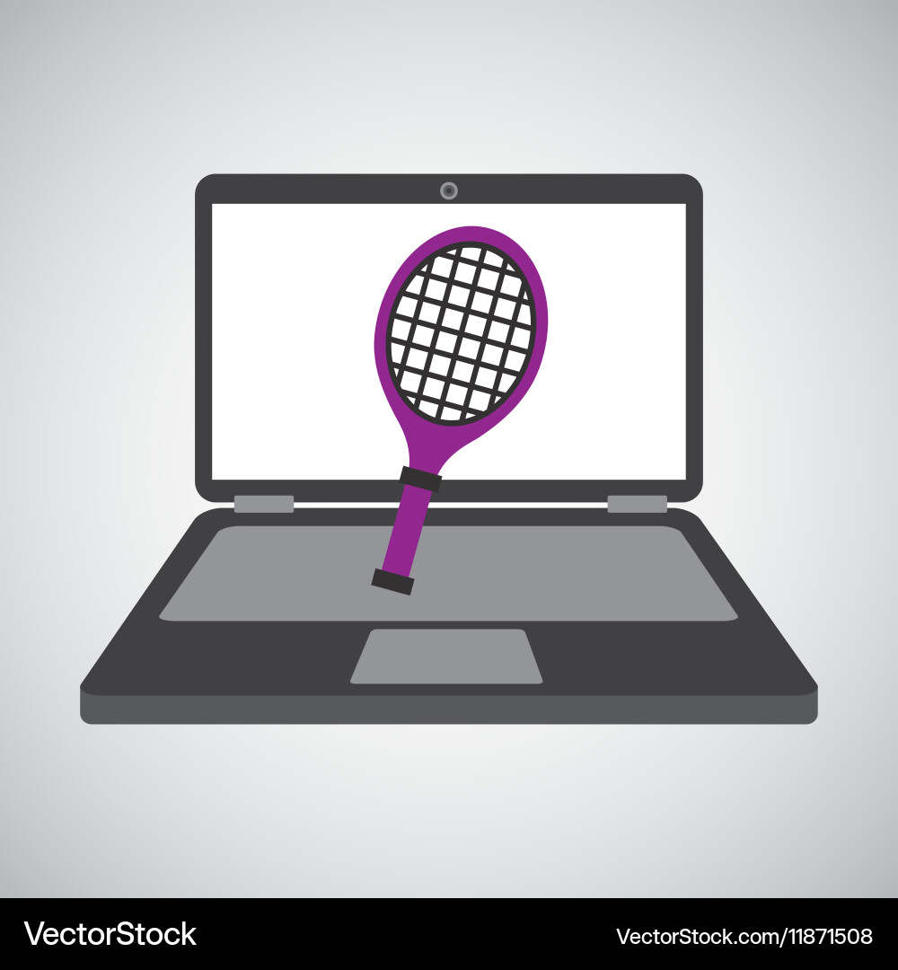 Sport laptop app concept racket Royalty Free Vector Image