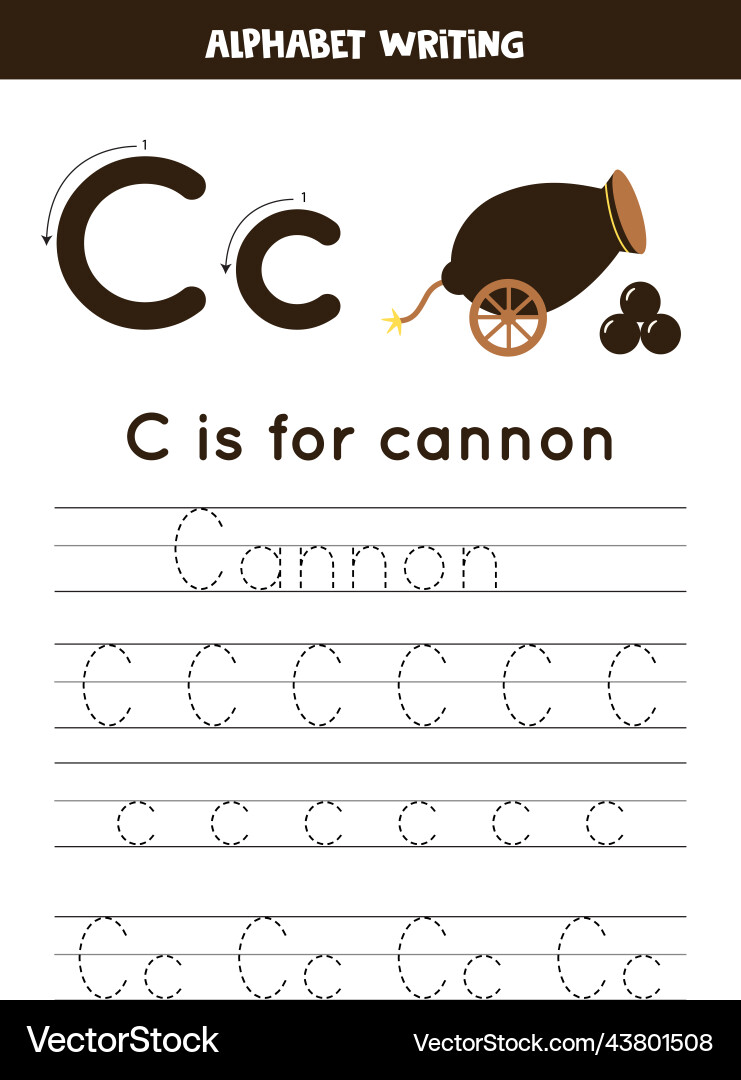 Tracing alphabet letters for kids learning letter Vector Image