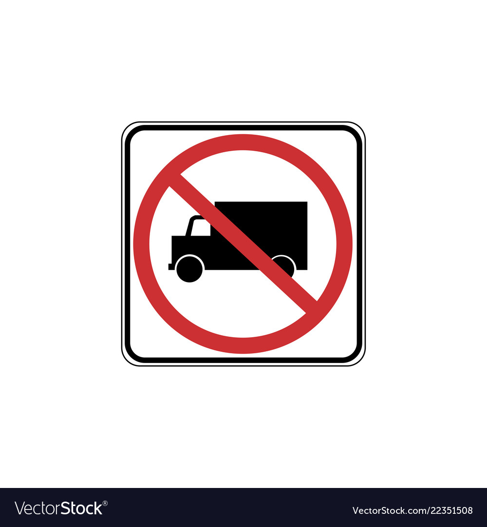 Usa traffic road signs no truck allowed Royalty Free Vector