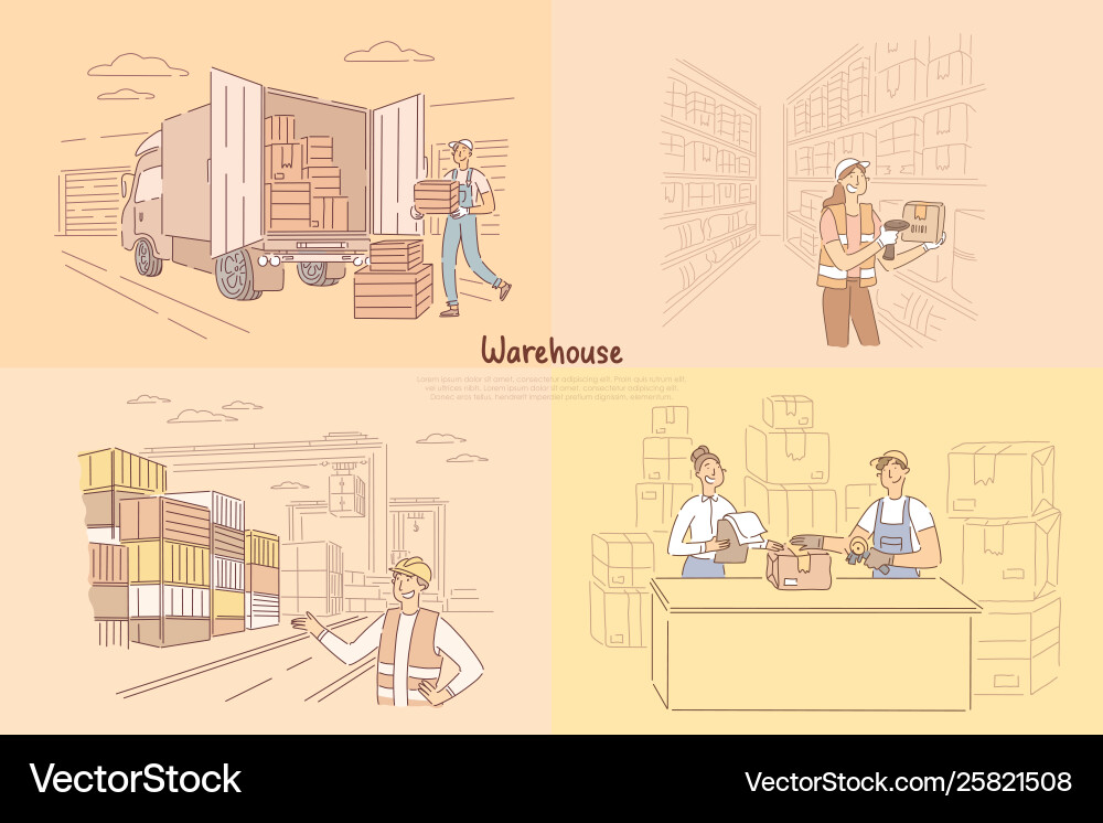 Worker loading crates into back truck woman Vector Image