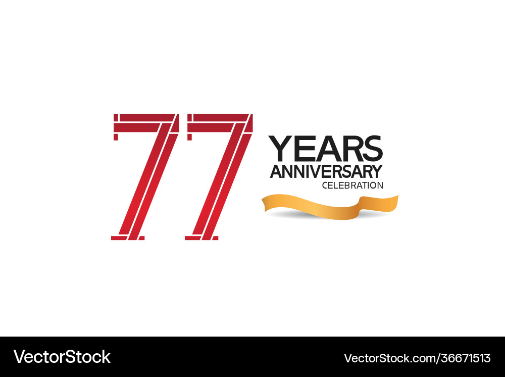 77 years anniversary template with red color Vector Image