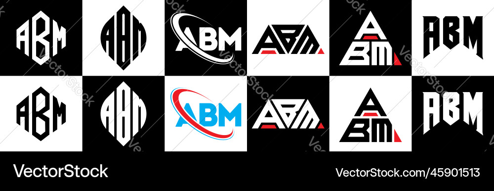 Abm letter logo design in six style polygon Vector Image