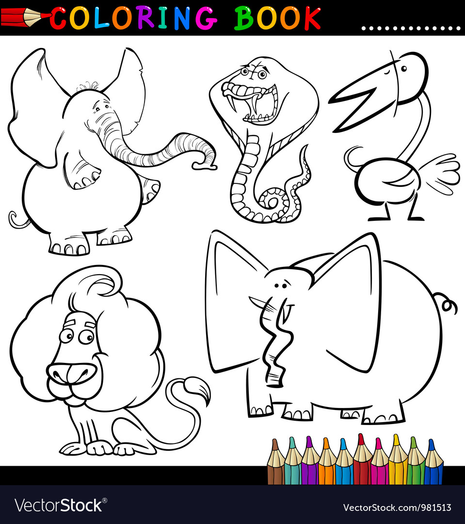 Animals for coloring book or page Royalty Free Vector Image
