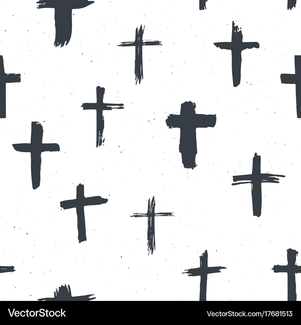Cross symbols seamless pattern grunge hand drawn Vector Image