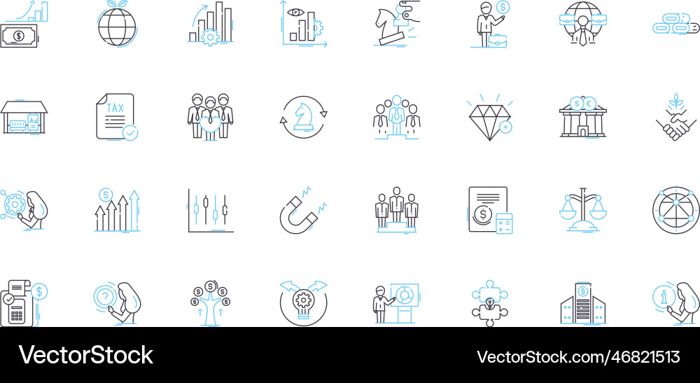 Cyber cash linear icons set cryptocurrency Vector Image
