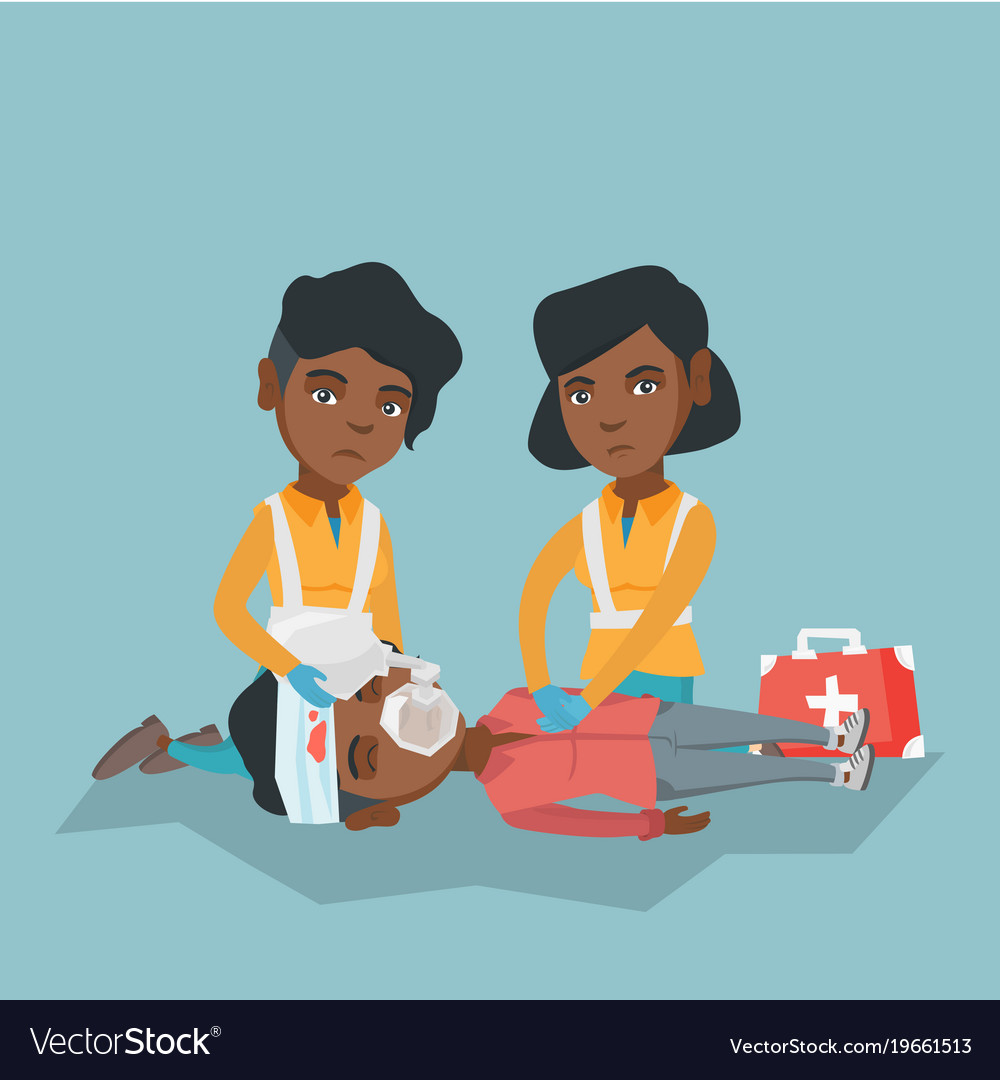 Emergency doing cardiopulmonary resuscitation Vector Image